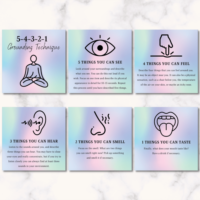 Grounding Technique Cards For Anxiety Spiritvibez